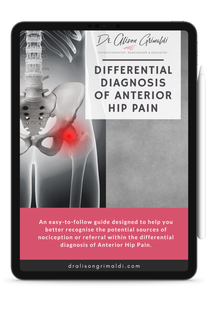 Differential Diagnosis of Anterior Hip Pain - Soft Tissue | Dr Alison ...